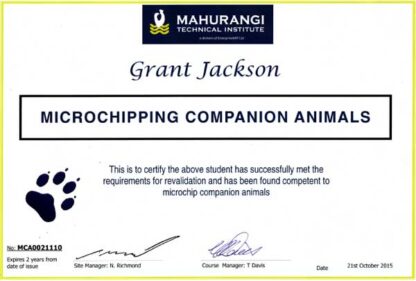Microchipping certificate – Grant Jackson – Cat Door Company – Cat Door ...